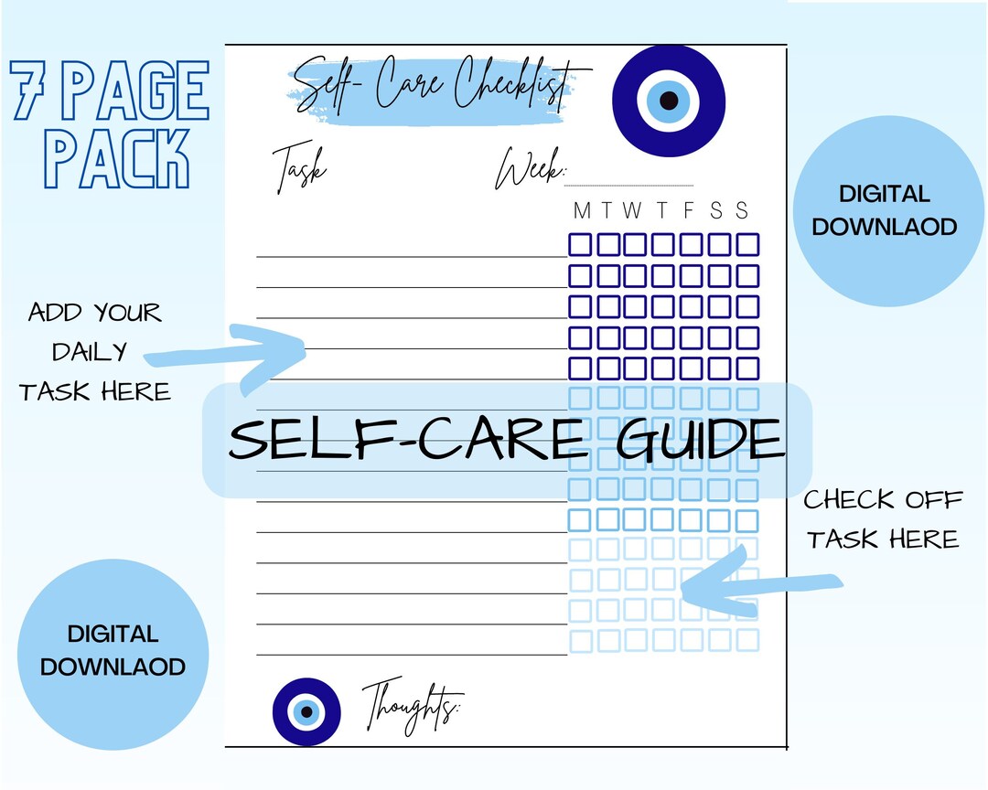 Self-care Checklist, Self-care Week Tracker, Self-care Printable, Self ...