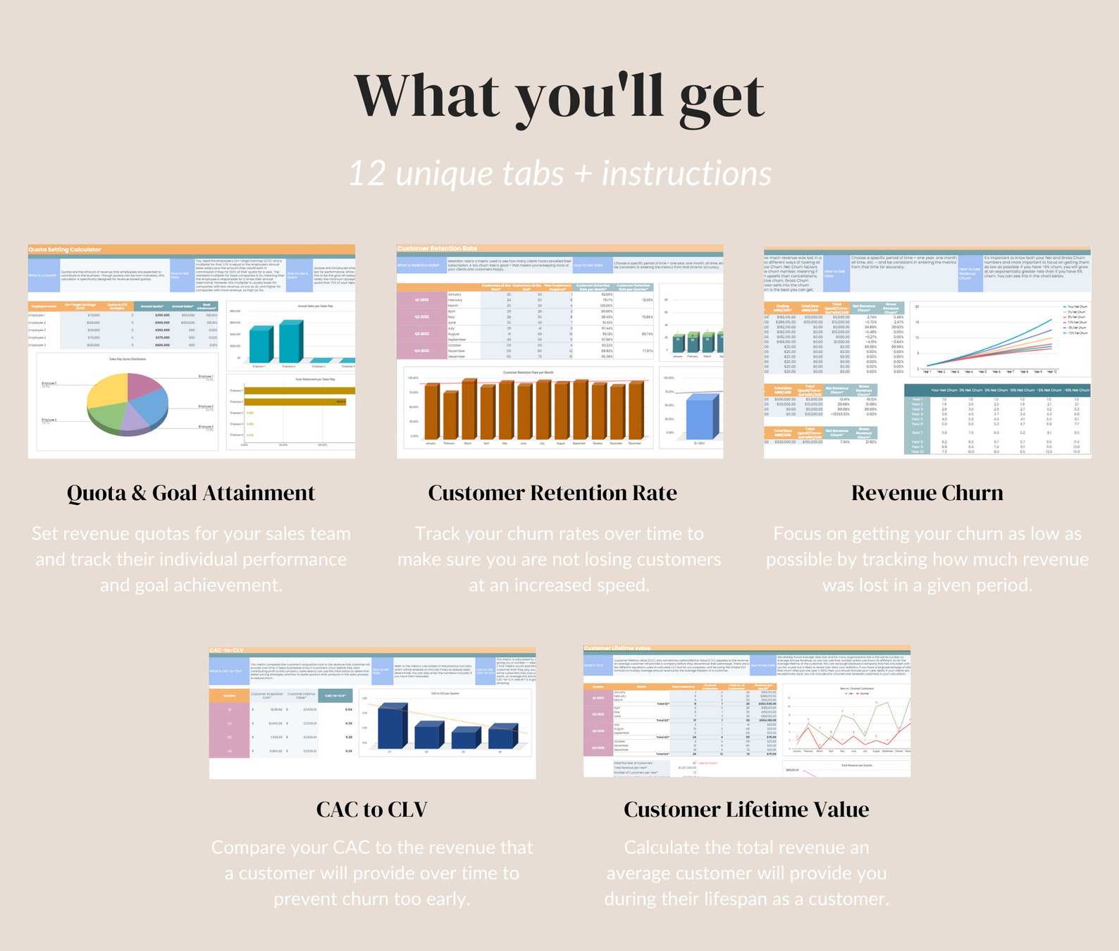 Sales Metrics ROI and KPI Spreadsheet Template | Business Performance ...