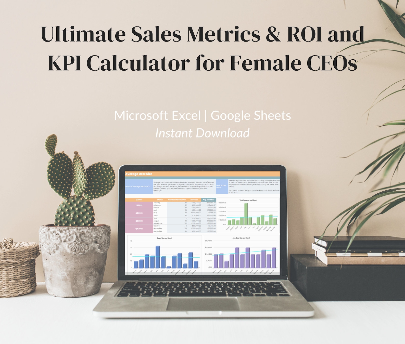 Sales Metrics ROI and KPI Spreadsheet Template | Business Performance ...