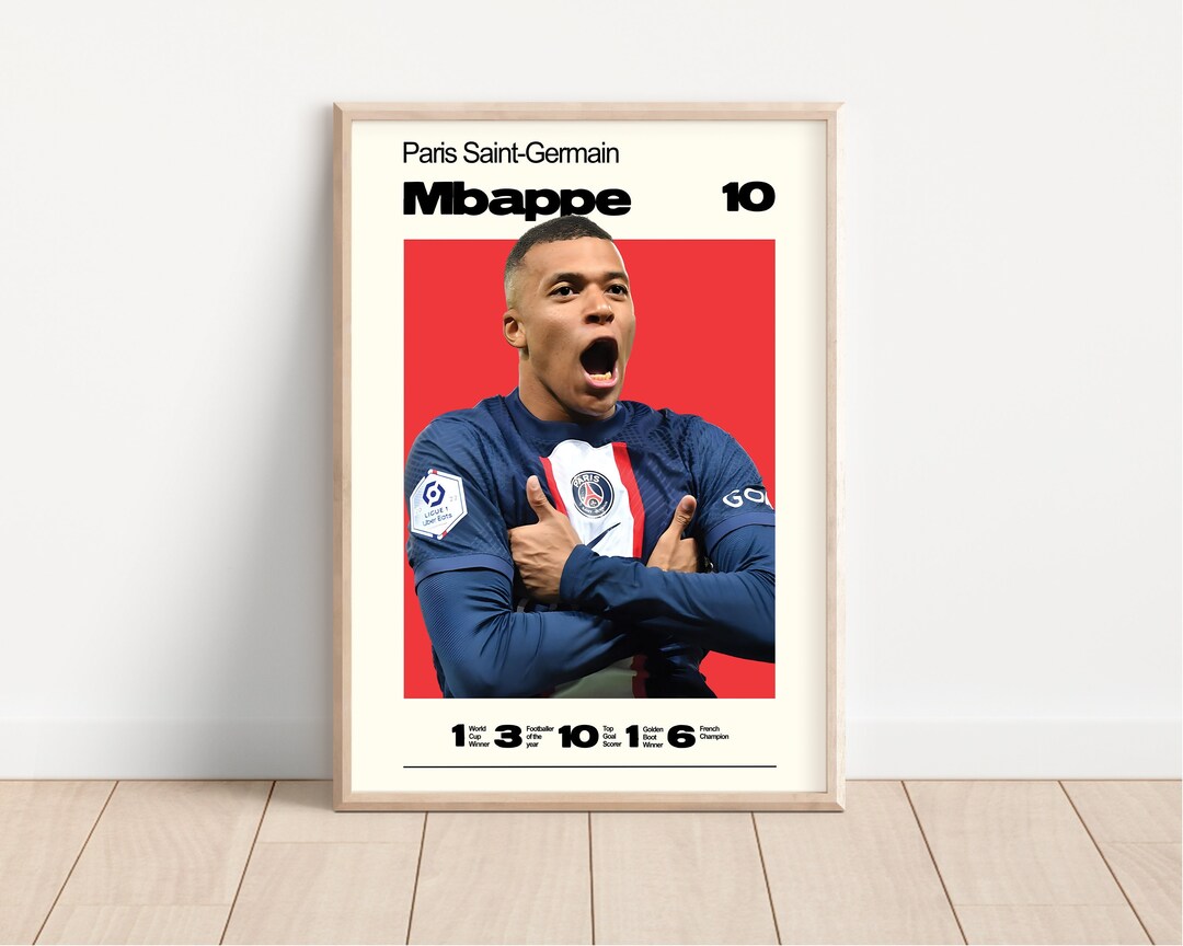 Kylian Mbappe Poster, PSG Football Print, Soccer Gifts, Sports Poster ...
