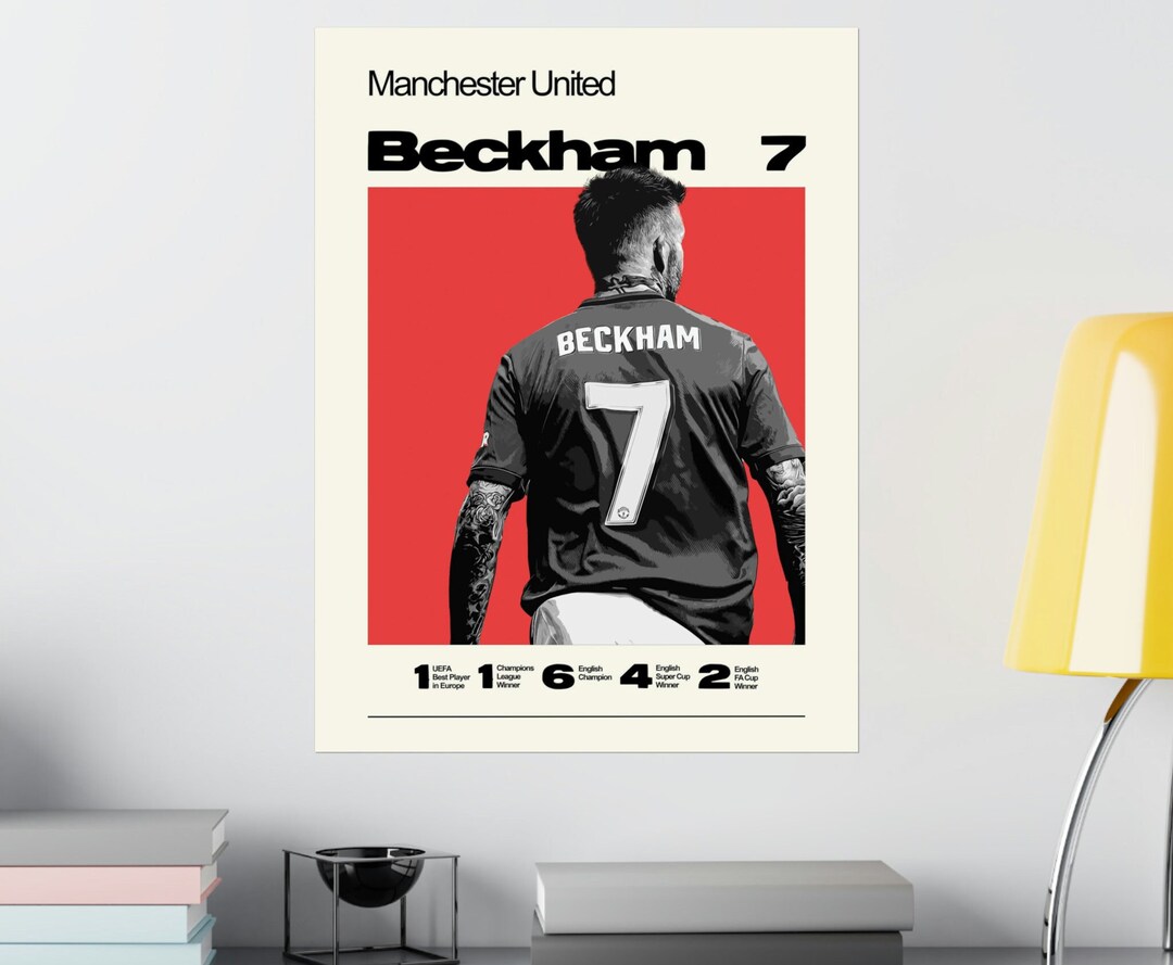 David Beckham Poster, England Football Print, Soccer Gifts, Sports ...