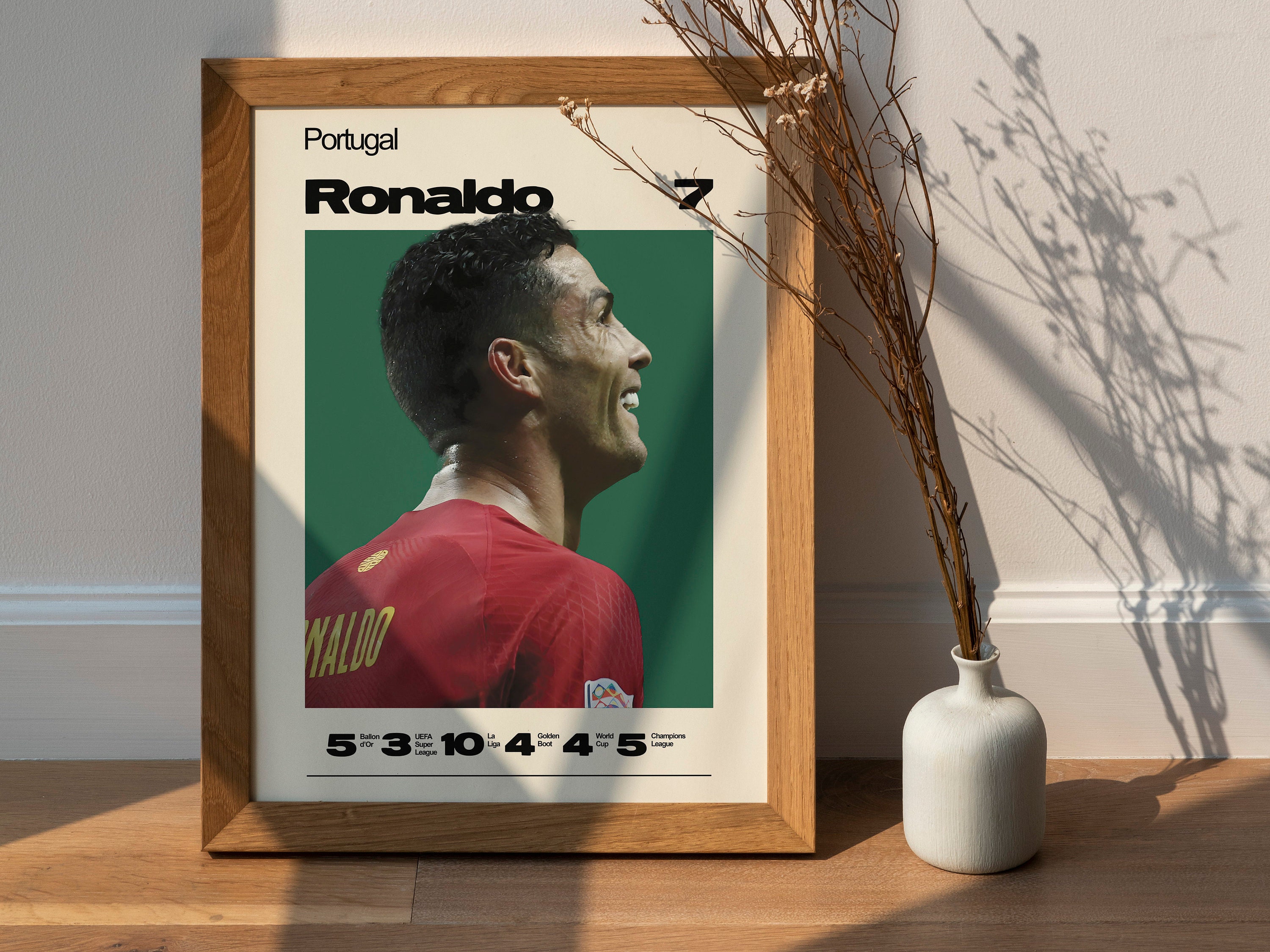 Christiano Ronaldo Poster, Portugal Football Print, Soccer Gifts ...