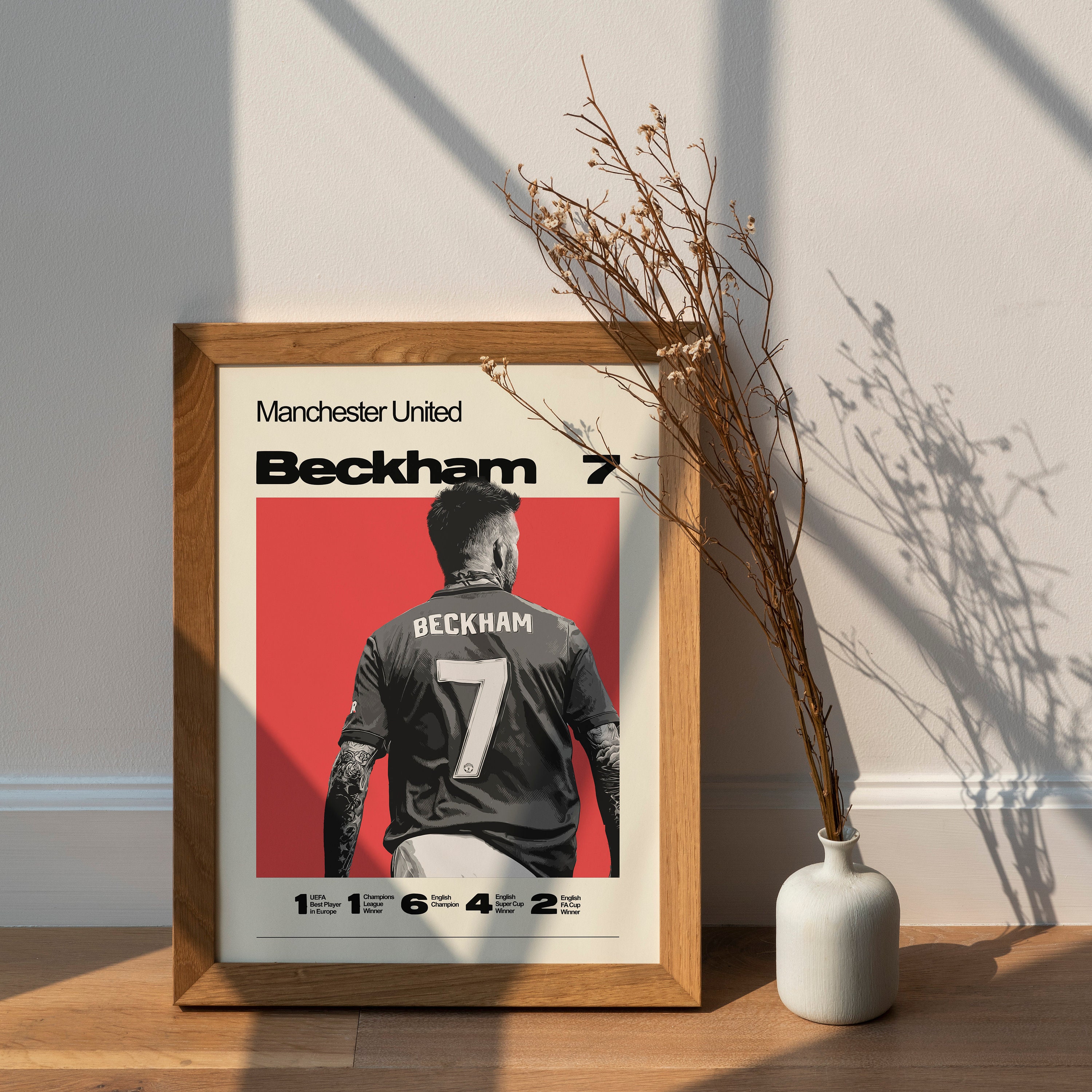 David Beckham Poster, England Football Print, Soccer Gifts, Sports ...