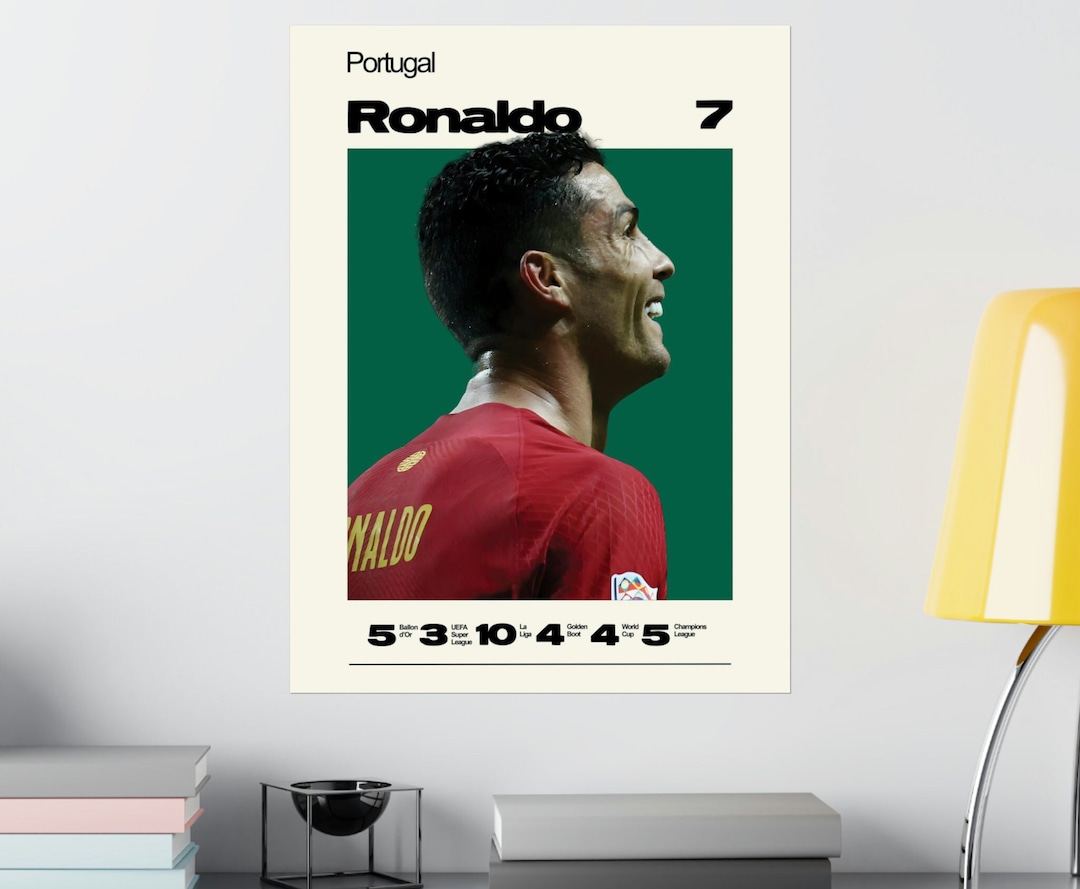 Christiano Ronaldo Poster, Portugal Football Print, Soccer Gifts ...
