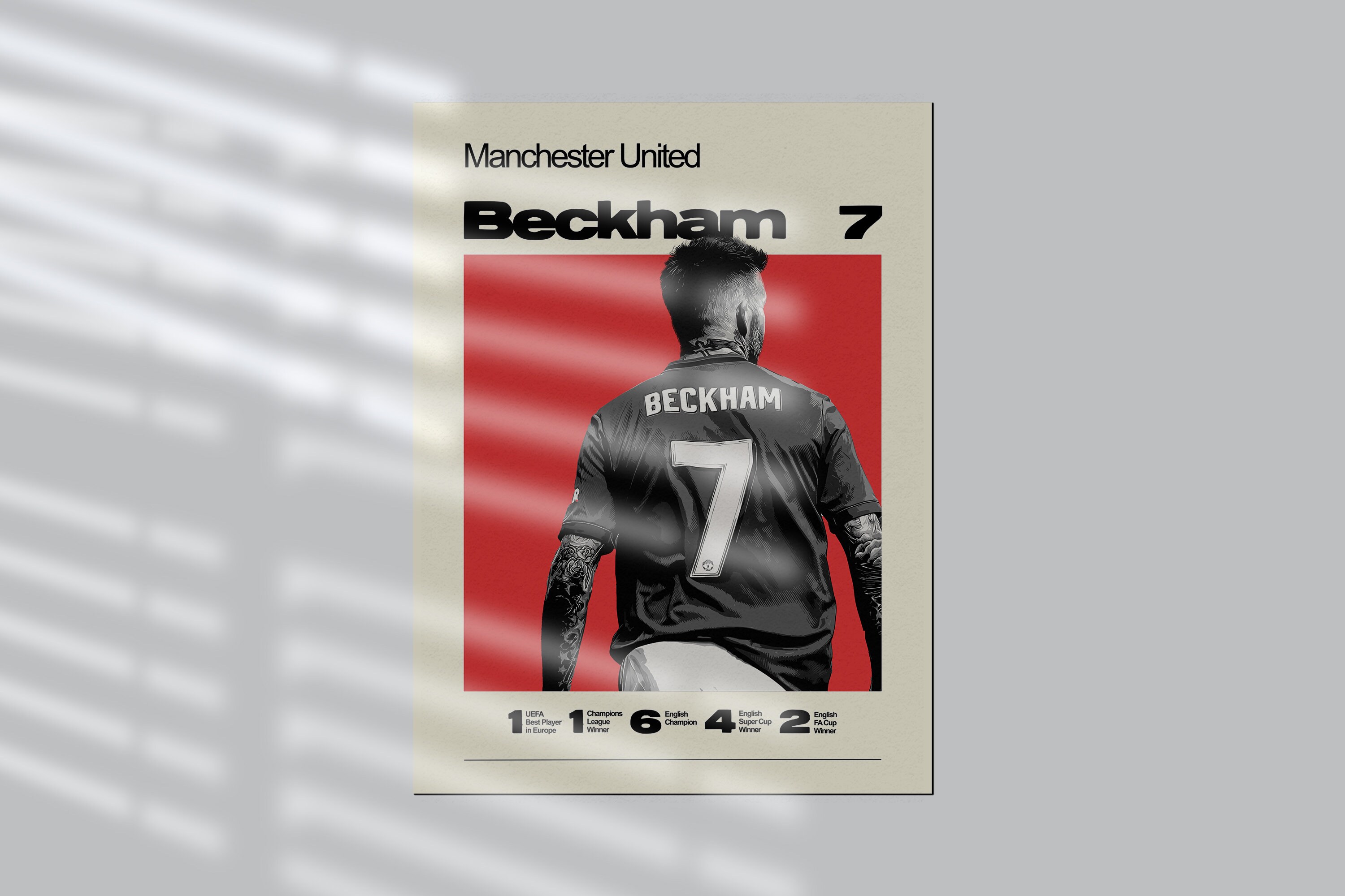 David Beckham Poster, England Football Print, Soccer Gifts, Sports ...