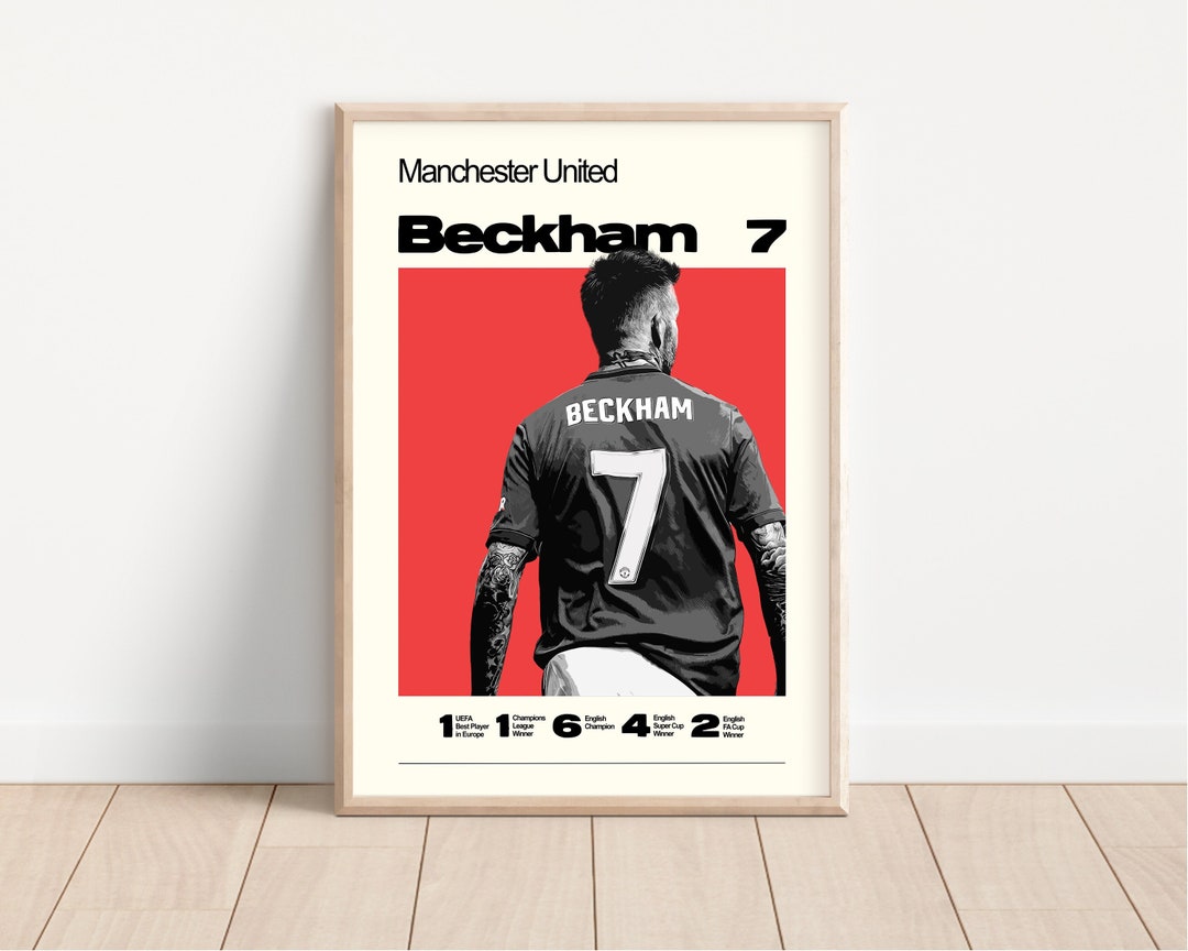 David Beckham Poster, England Football Print, Soccer Gifts, Sports ...