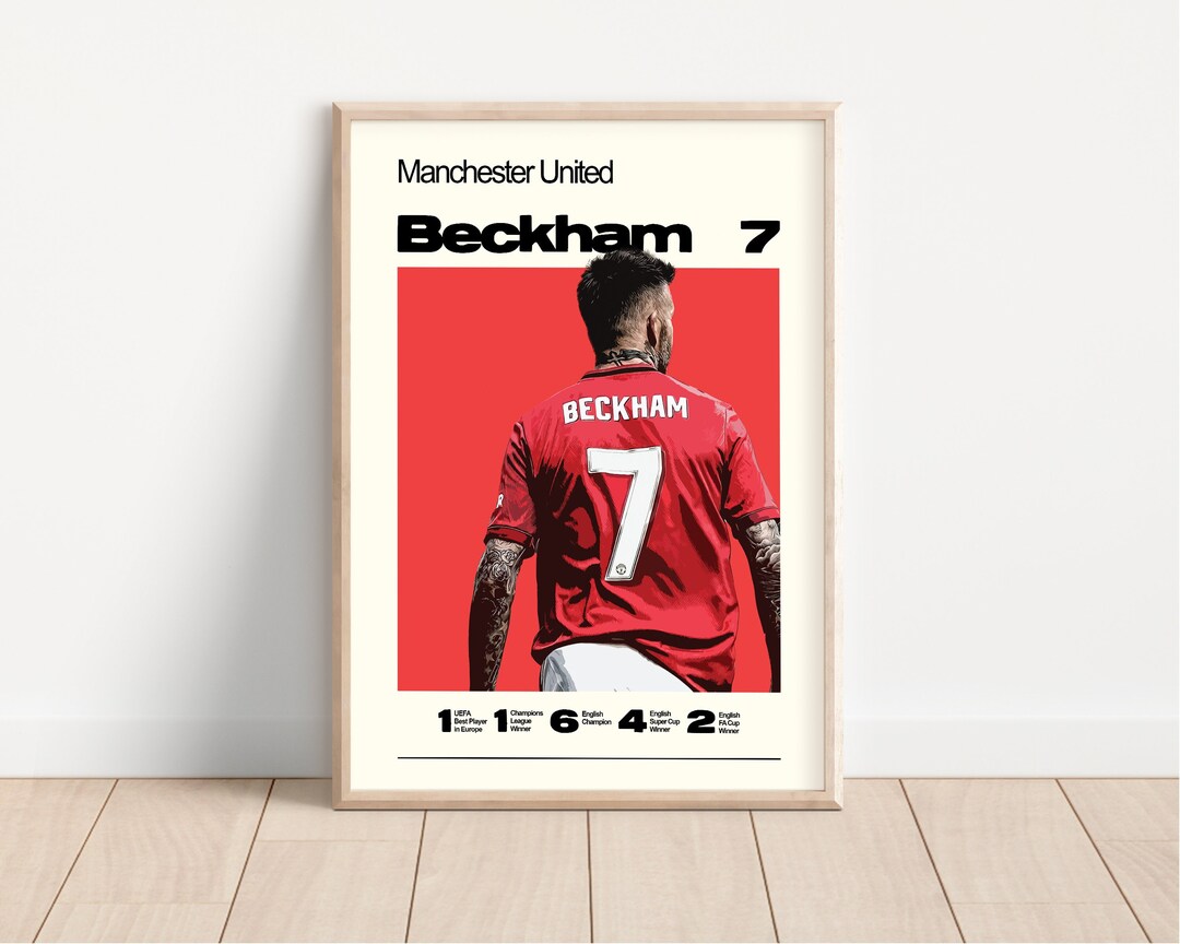 David Beckham Poster, England Football Print, Soccer Gifts, Sports ...