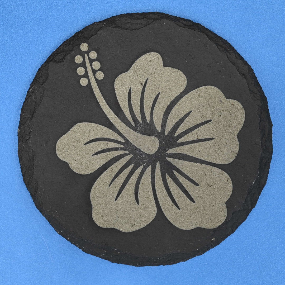 Hibiscus Flower Slate Coaster - Etsy