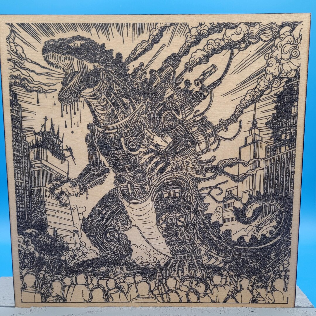 STEAMPUNK GODZILLA LASER Engraved From Original Design - Etsy UK