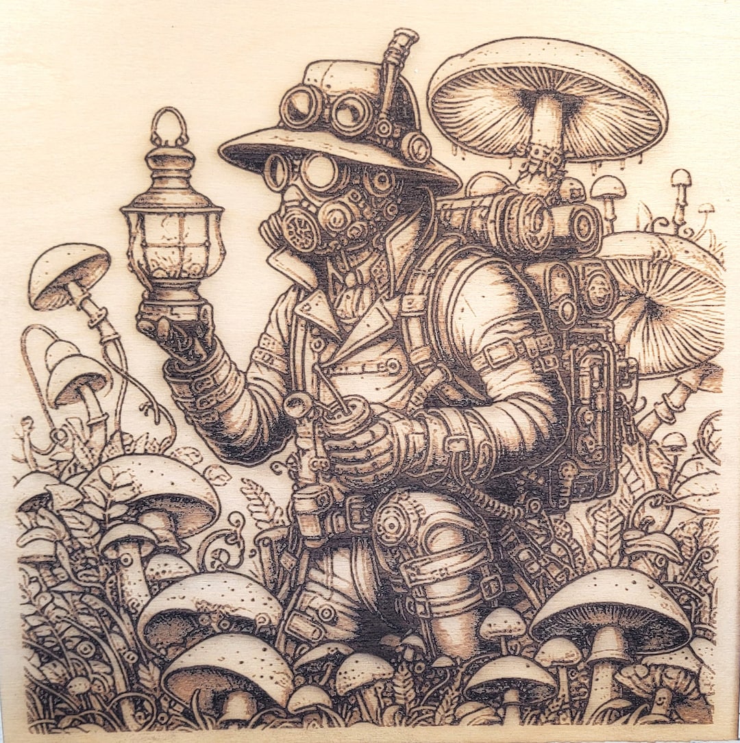 Steampunk Mushroom Forager Laser Engraving Digital File - Etsy
