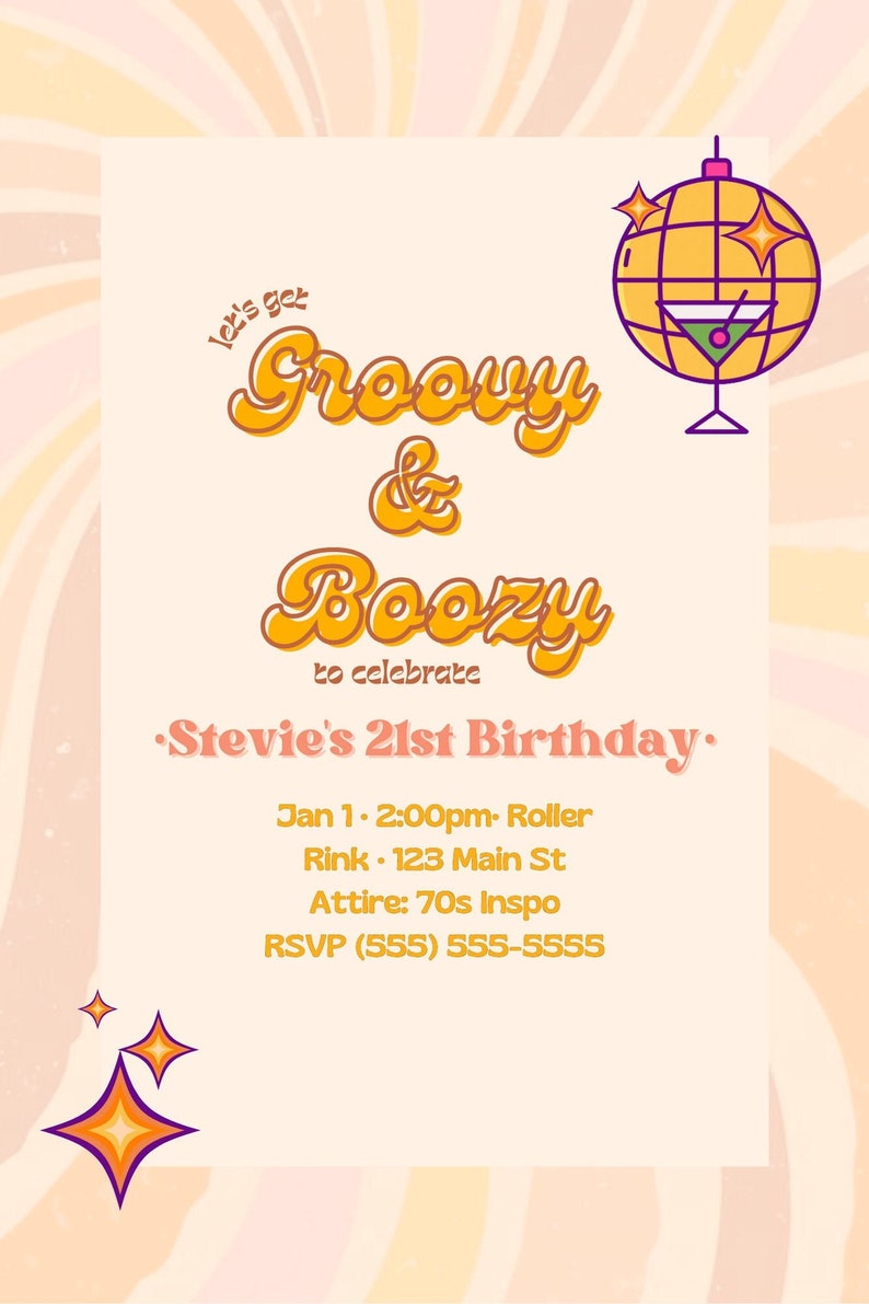 Groovy Birthday Invitation - Etsy