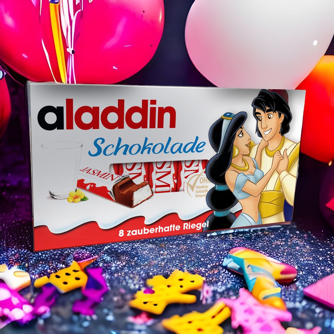 3x Stickers for Children's Chocolate 100g / 8 Bars Motif: Aladdin 100. ...