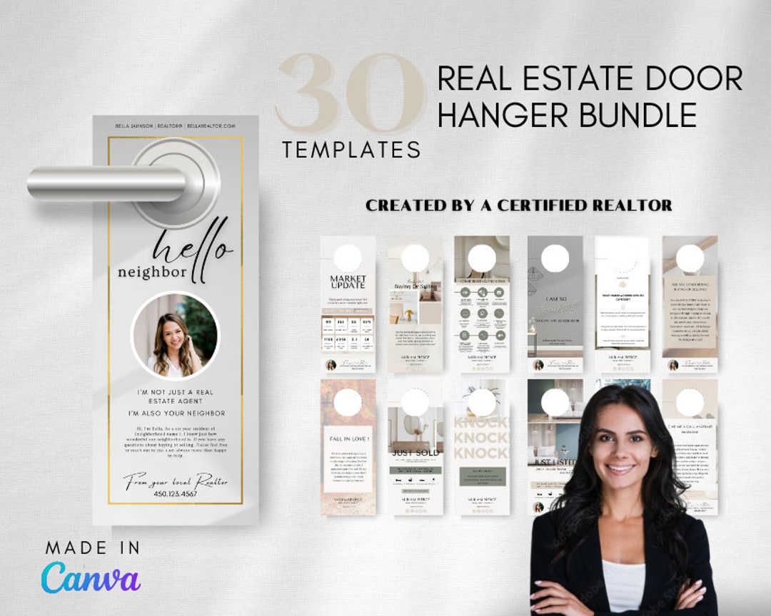 Real Estate Door Hanger Svg, Real Estate Canva Templates, Real Estate ...