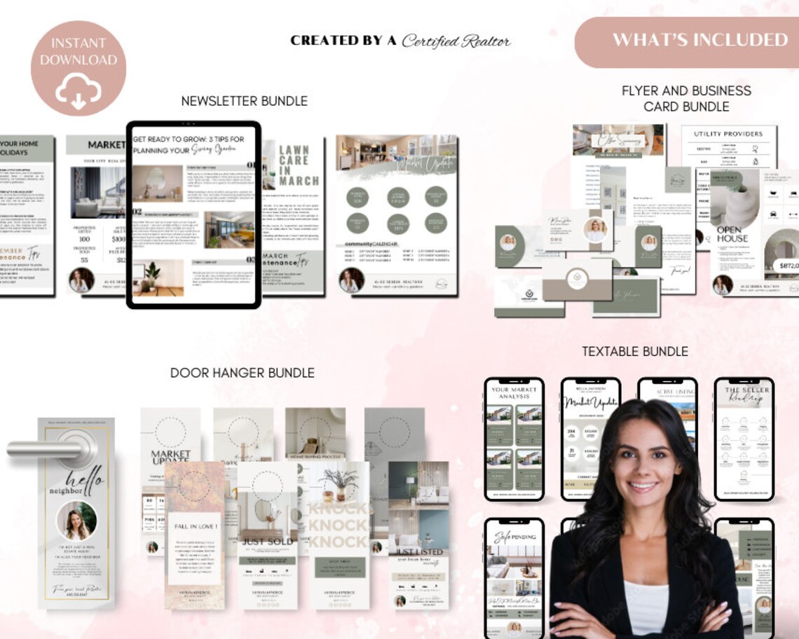 Girly Real Estate Social Media Bundle, Real Estate Canva Templates ...