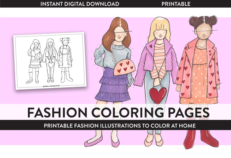 Lil Girls Coloring Pages - Modest Girls in Trendy Outfits - Coloring ...
