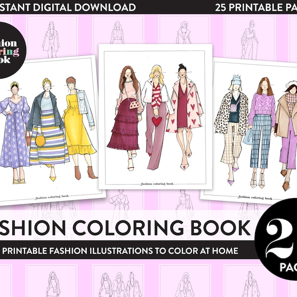Fashion Girl Coloring Book - Etsy