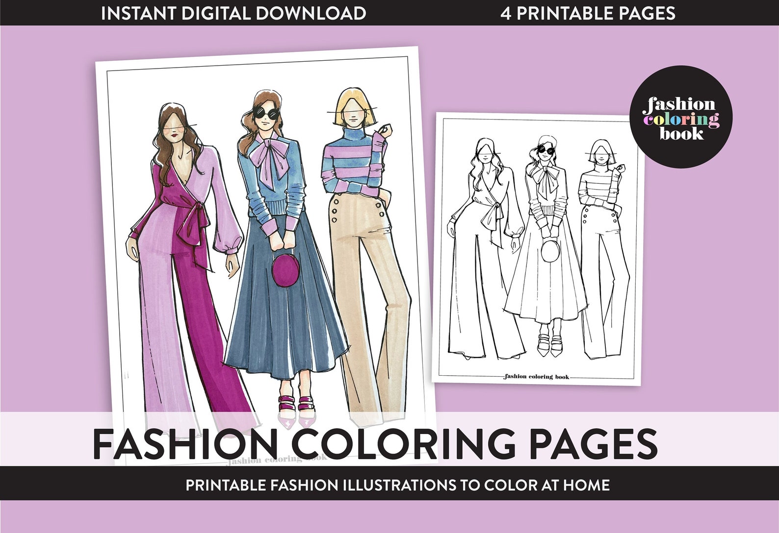 Aesthetic Spring Fashion Coloring Book Pages Instant Download to Print ...