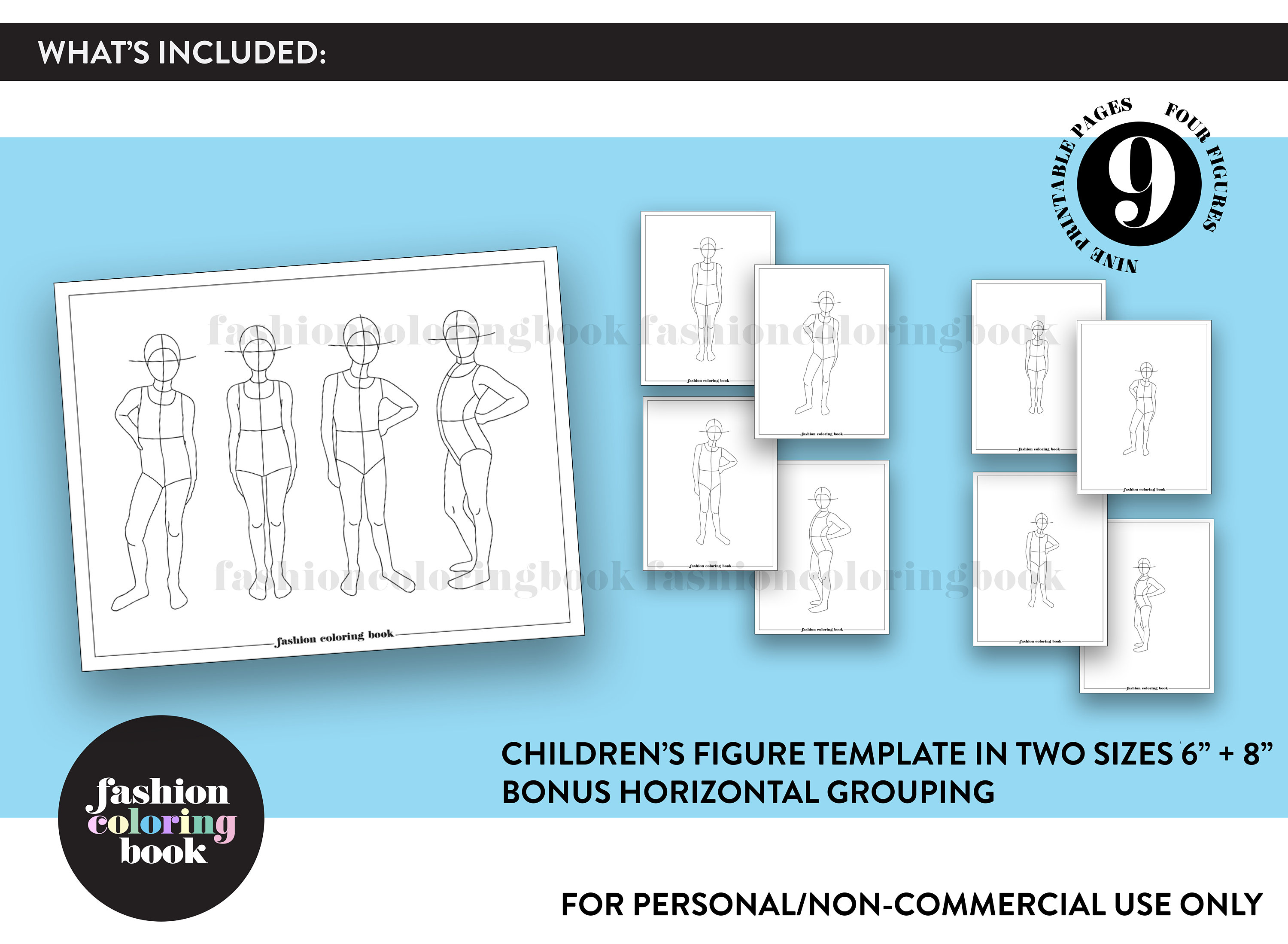 Child Sized Fashion Design + Illustration Sketching Templates Croquis ...