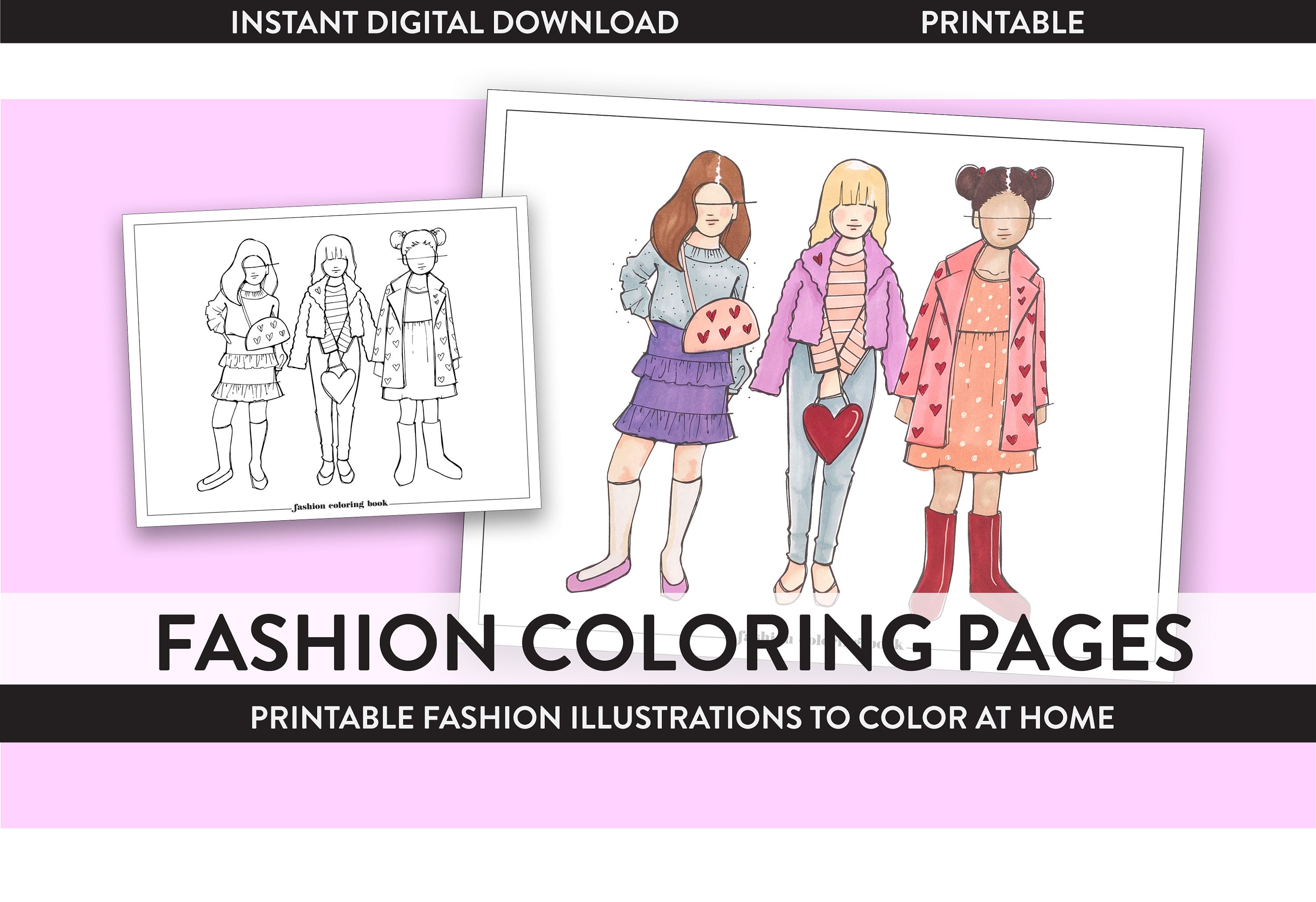 Lil Girls Coloring Pages - Modest Girls in Trendy Outfits - Coloring ...