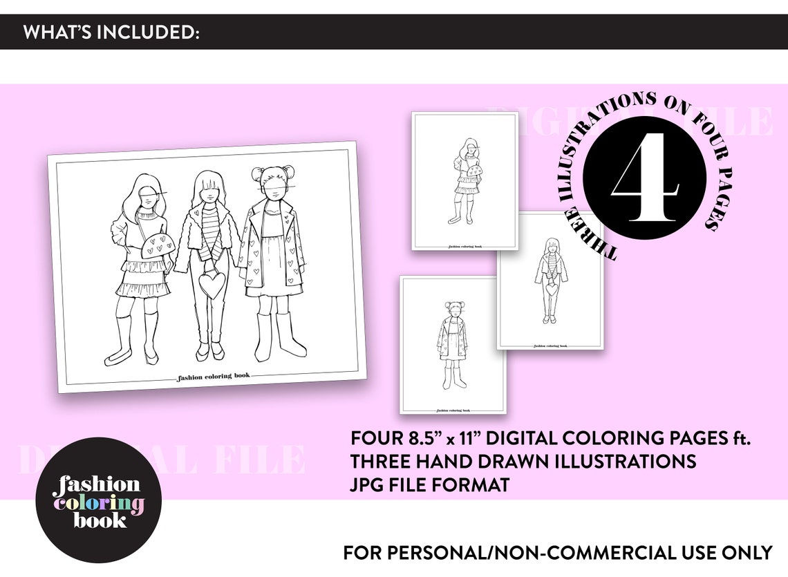 Lil Girls Coloring Pages - Modest Girls in Trendy Outfits - Coloring ...