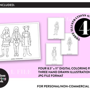 Lil Girls Coloring Pages - Modest Girls in Trendy Outfits - Coloring ...