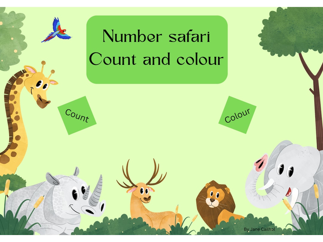 Number Safari Count and Colour. Great Workbook for Children That Learn ...