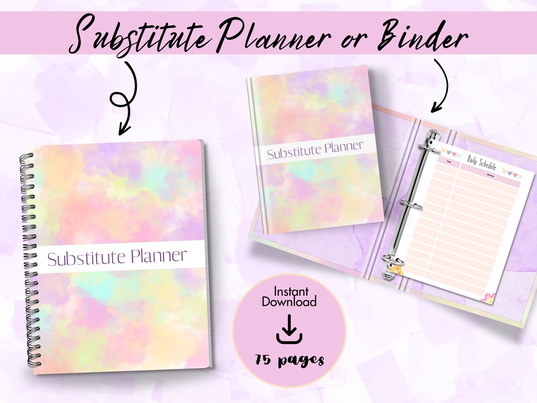 Substitute Planner in Colourful Design Plus Matching Calender - Etsy