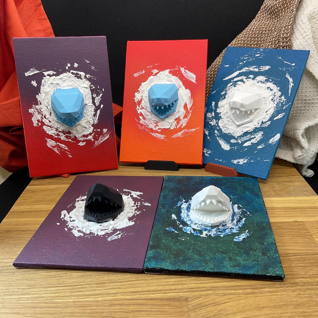 Sharks Painting Acrylic Painting and 3D Printing Handmade Marine Art ...