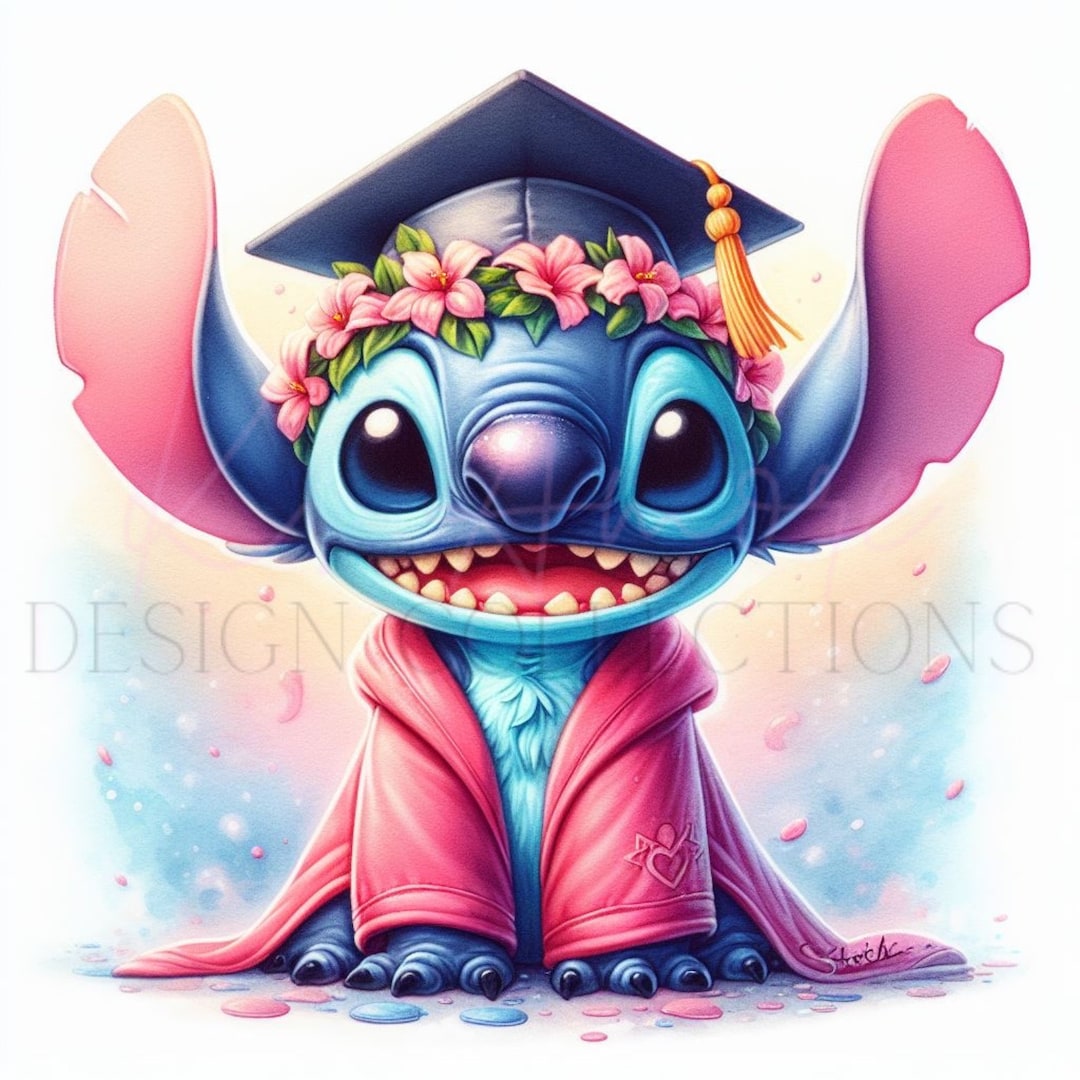 Stitch Watercolor Graduation PNG for Sublimation, DTF. - Etsy