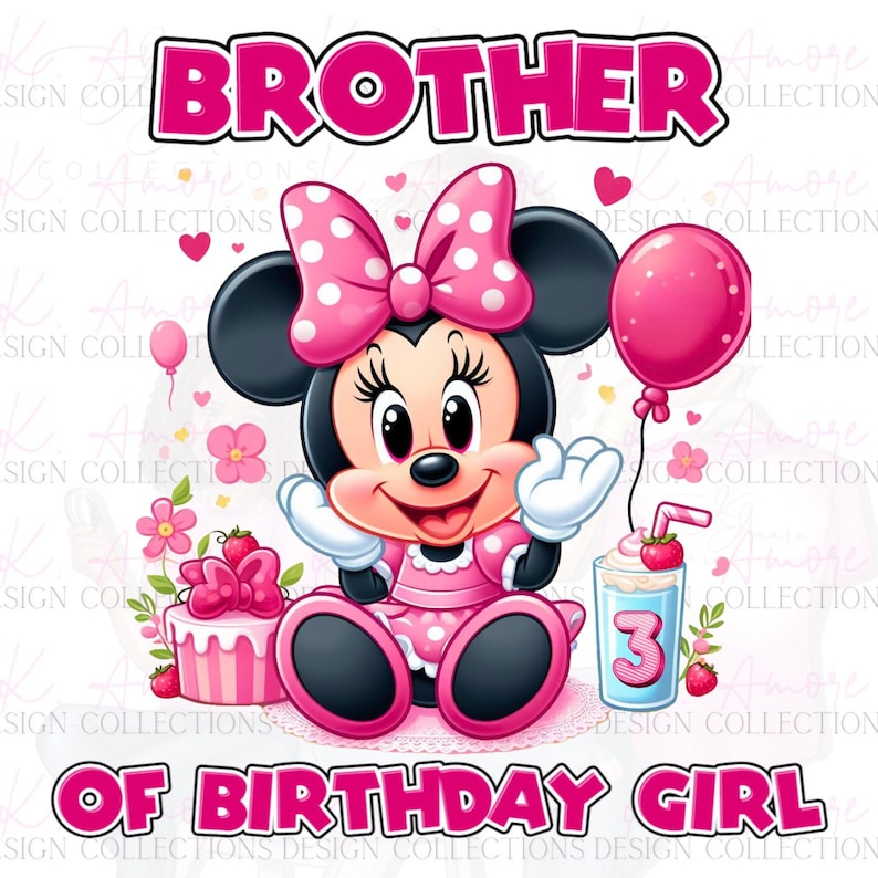 Minnie Mouse 3rd Birthday PNG. FAMILY BUNDLE. 13 Files Included. - Etsy