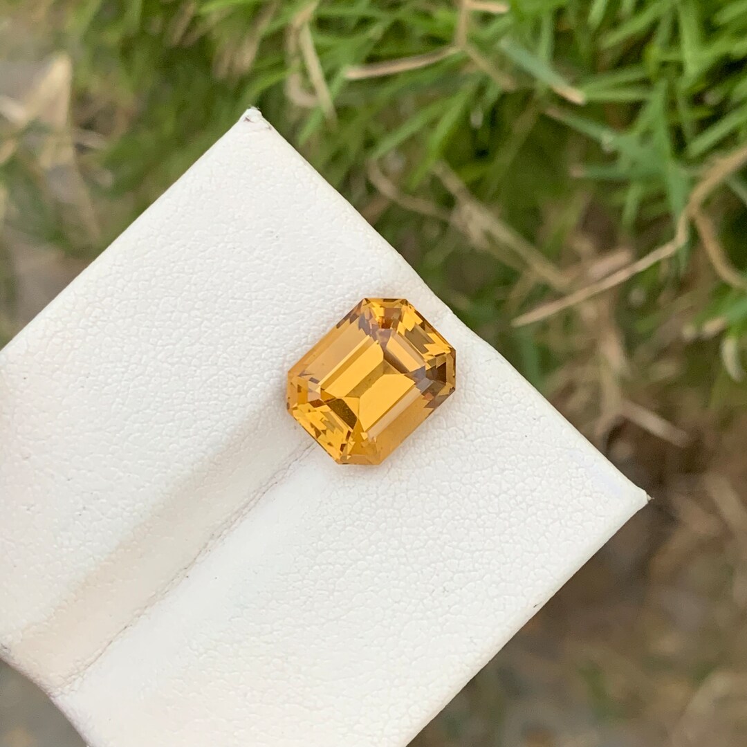 5.75 Cts Loose Yellow Citrine, Faceted Citrine Gemstone, Emerald Shape ...