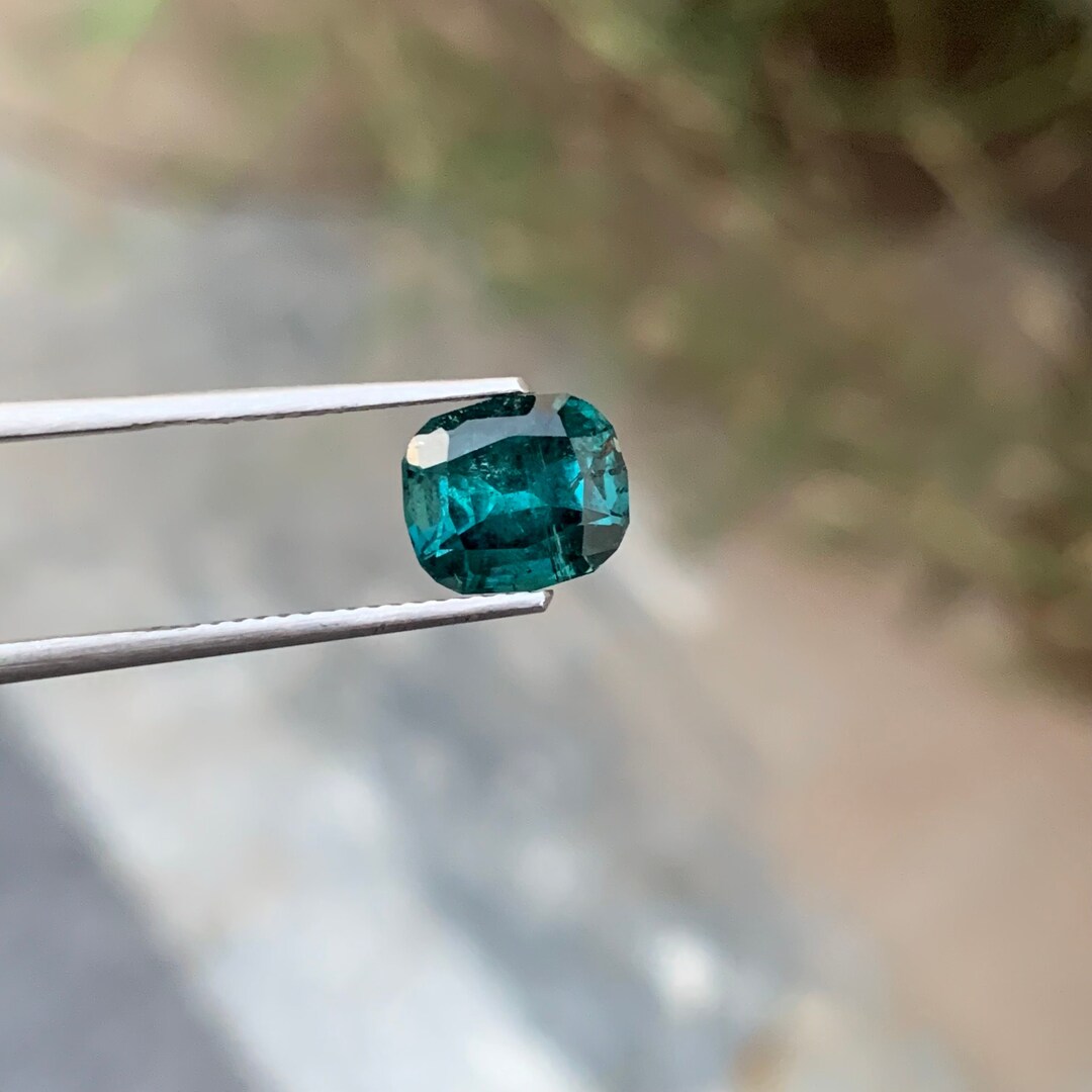 Gorgeous Cushion Cut Dark Neon Tourmaline Gemstone 2.15 Carat Loose ...