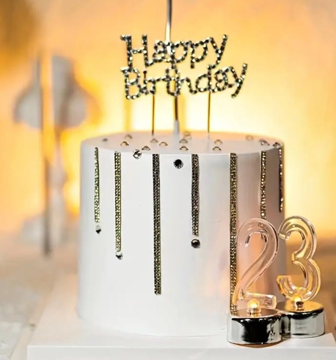 Gold Bling Happy Birthday Cake Topper - Etsy
