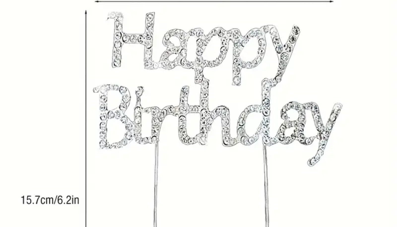 Silver Bling Happy Birthday Cake Topper - Etsy