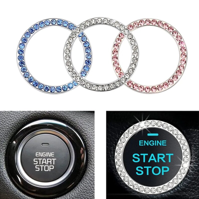 Car Bling Crystal Rhinestone Engine Start Ring Decals, Car Push Start ...