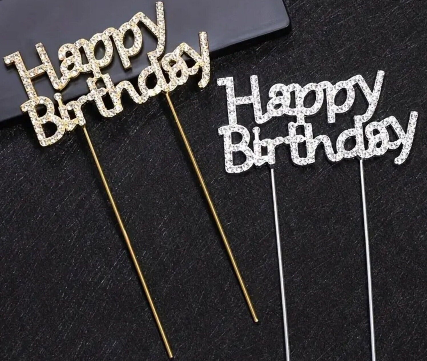 Silver Bling Happy Birthday Cake Topper - Etsy