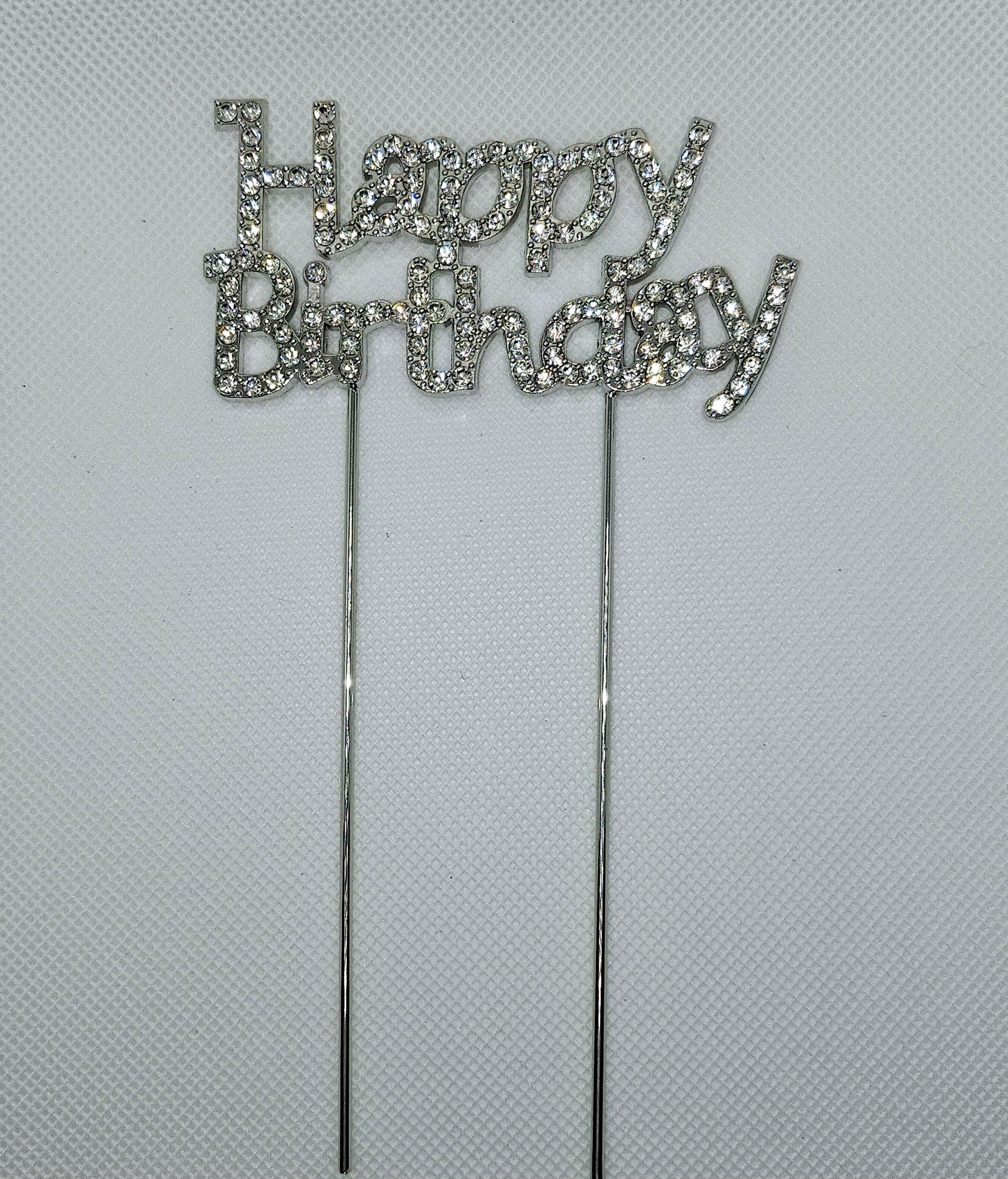 Silver Bling Happy Birthday Cake Topper - Etsy