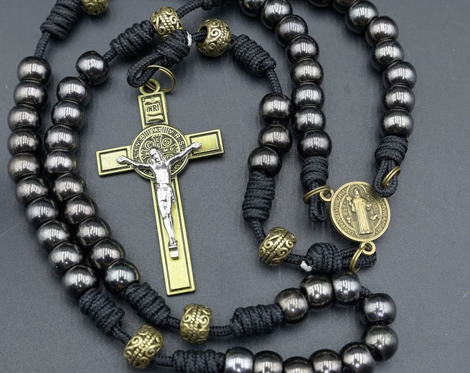 Indestructible Rosary Heavy-duty Gunmetal Beads Saint Benedict Bronze ...