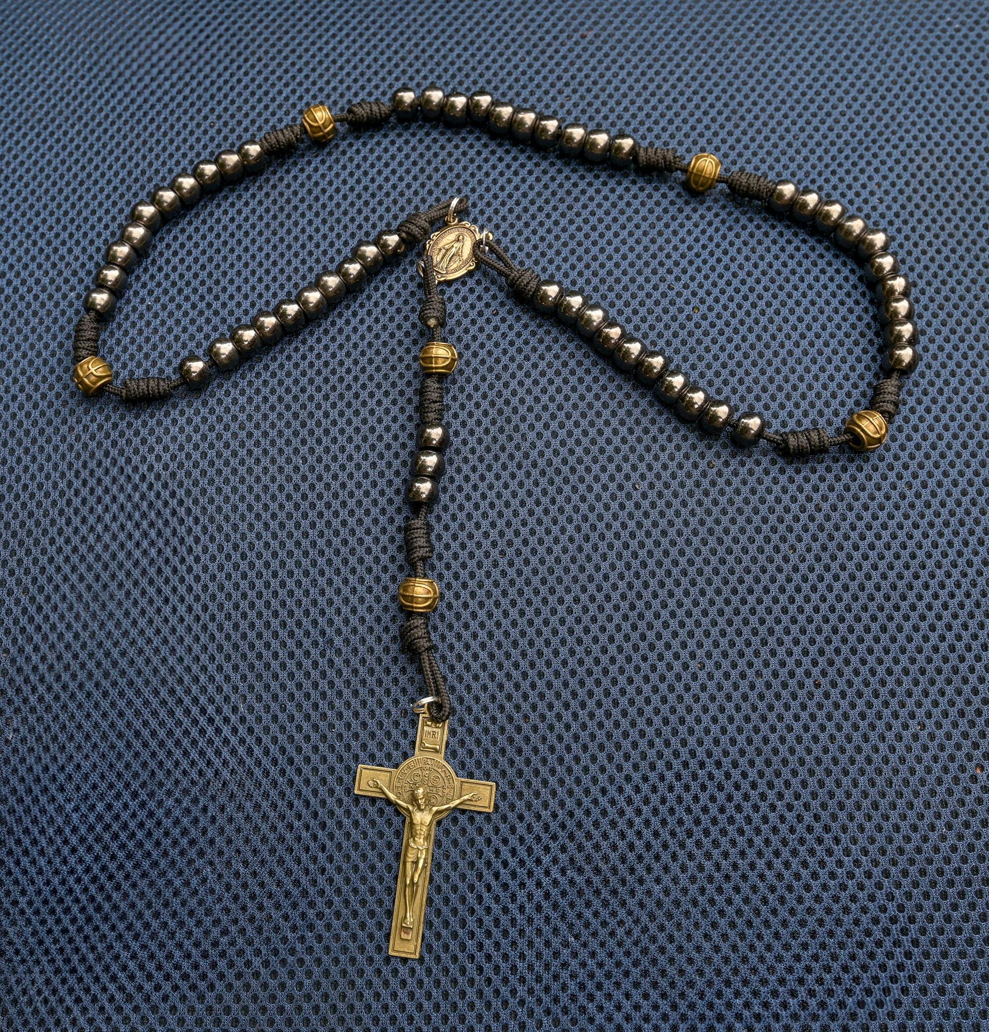 Indestructible Rosary - Heavy-duty Gunmetal Beads and 2.5" Benedict ...