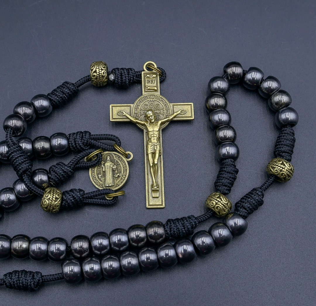 Indestructible Rosary Heavy-duty Gunmetal Beads and 2.5 Benedict ...