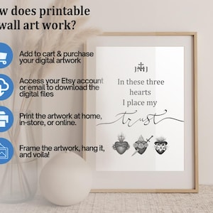 Three Hearts JMJ Holy Family Printable Wall Art - Catholic Immaculate ...