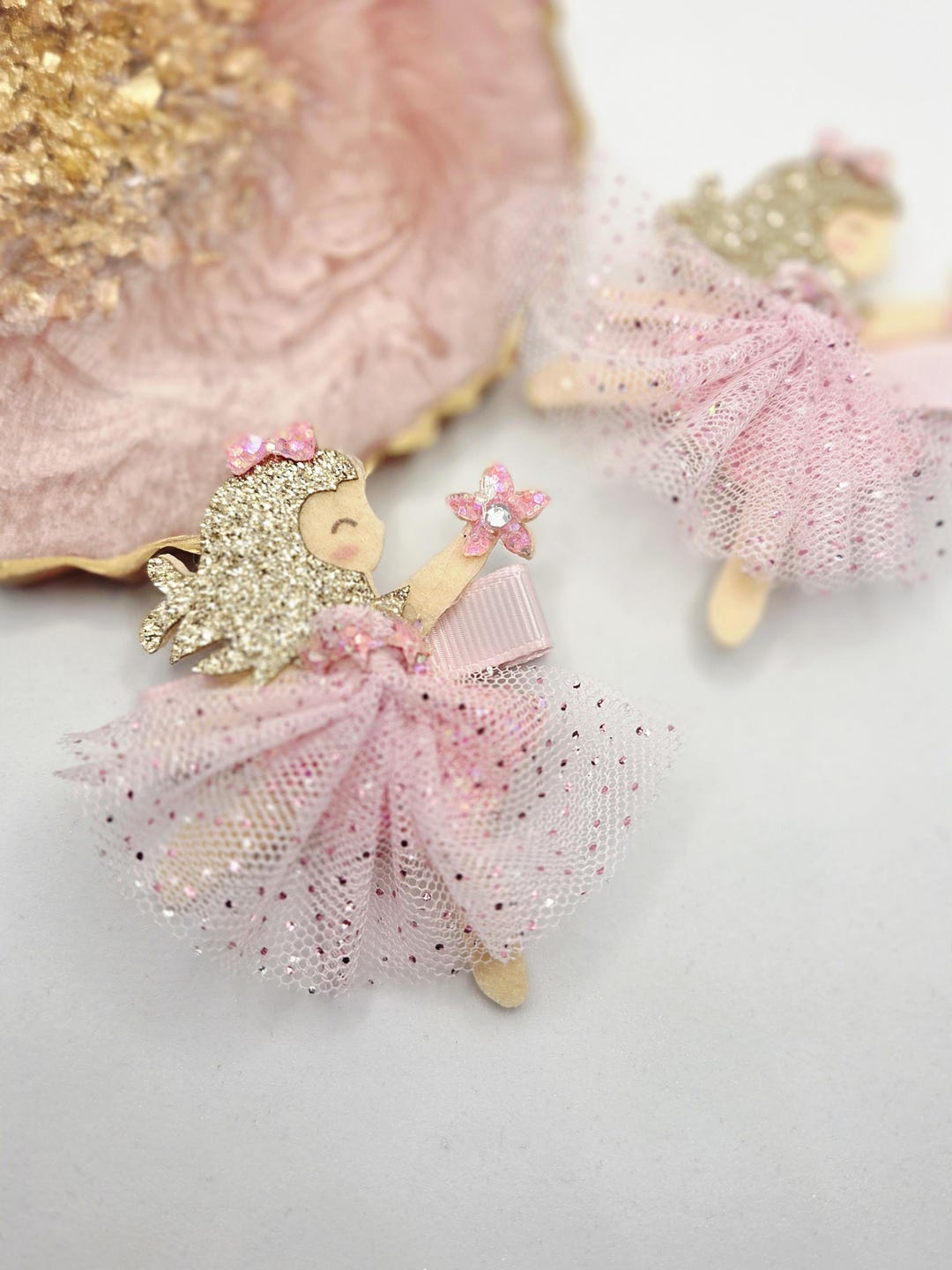 Princess Fairy Hair Clips, Sparkly Pink Tulle Dress - Etsy Portugal