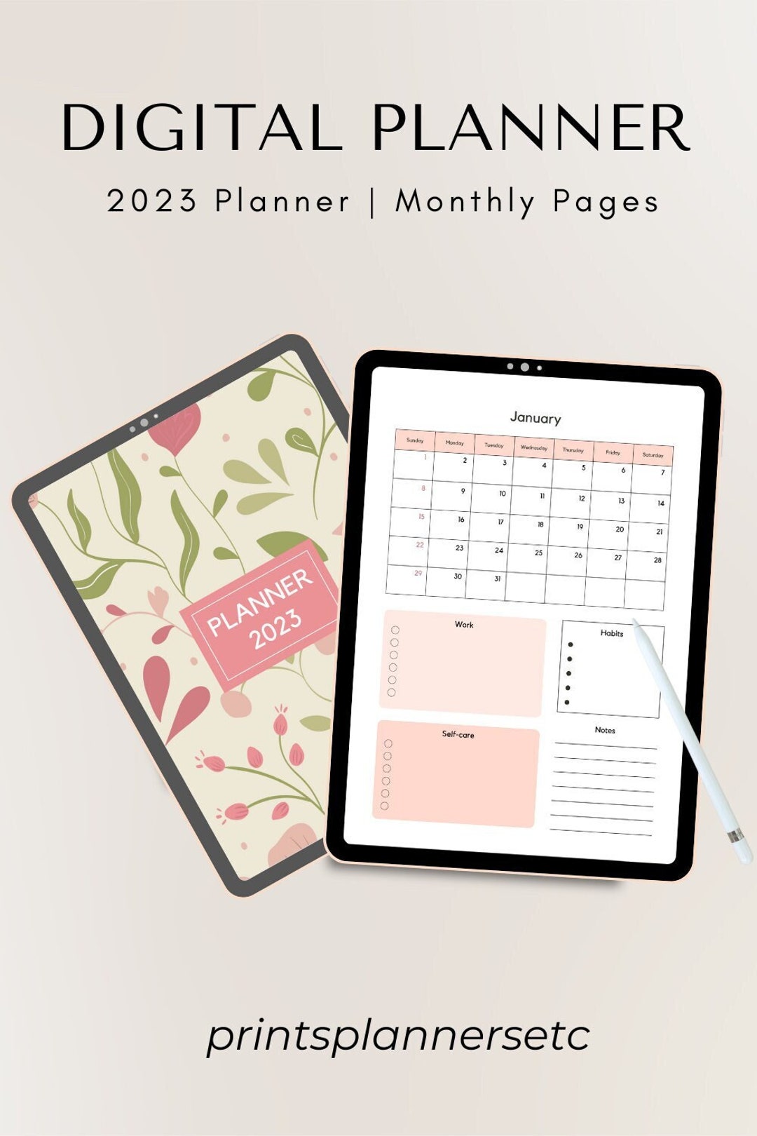 2023 Planner, Digital Yearly Planner, Printable Planner, Digital ...