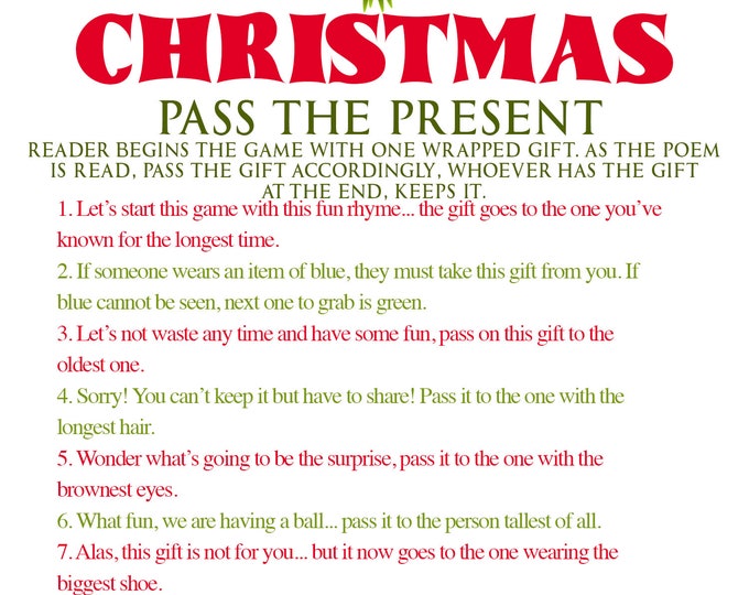Friendsmas Pass the Gift Game Printable Christmas Game Christmas Pass ...
