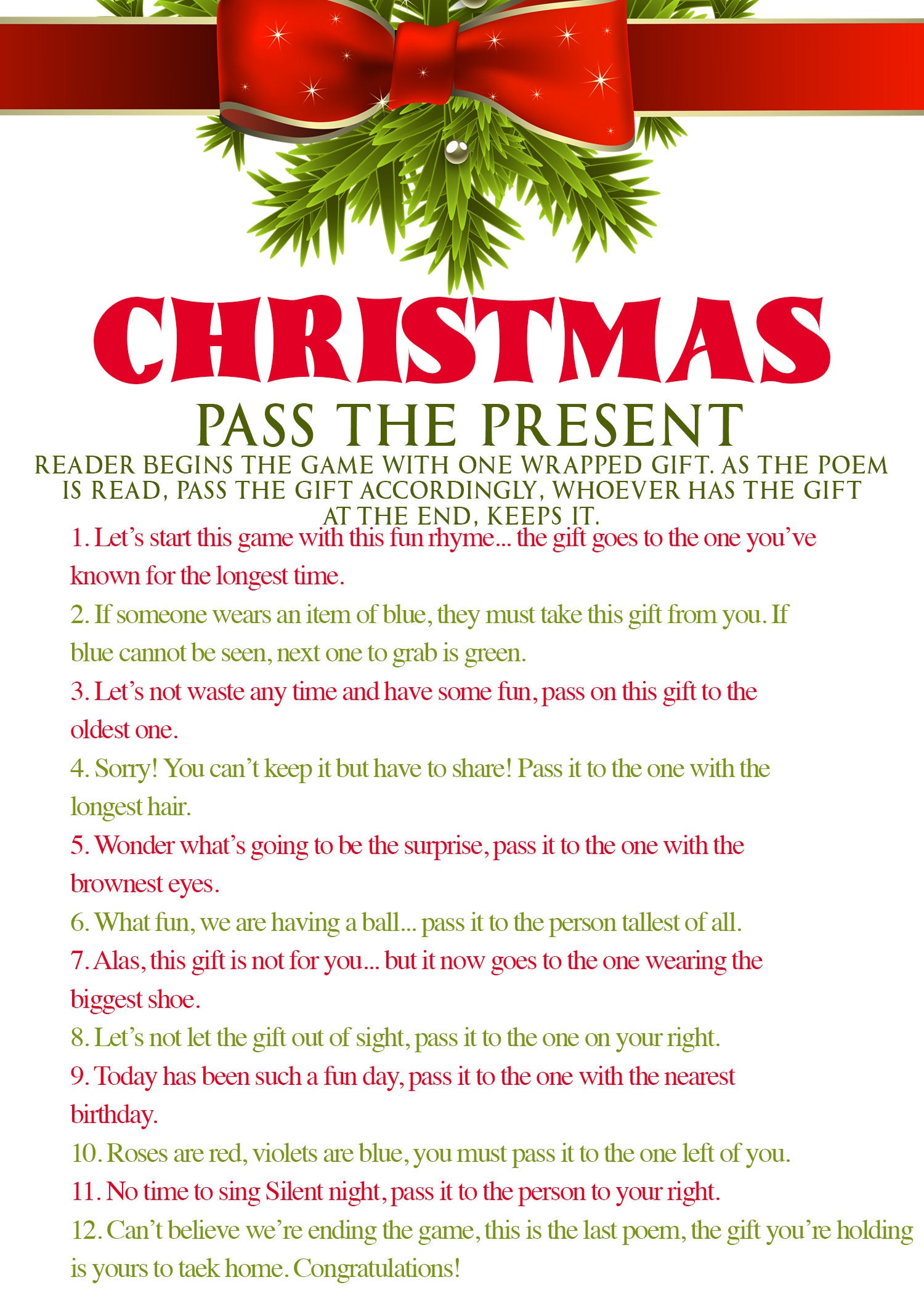 Christmas Pass the Present Game - Christmas Pass the Prize Games ...