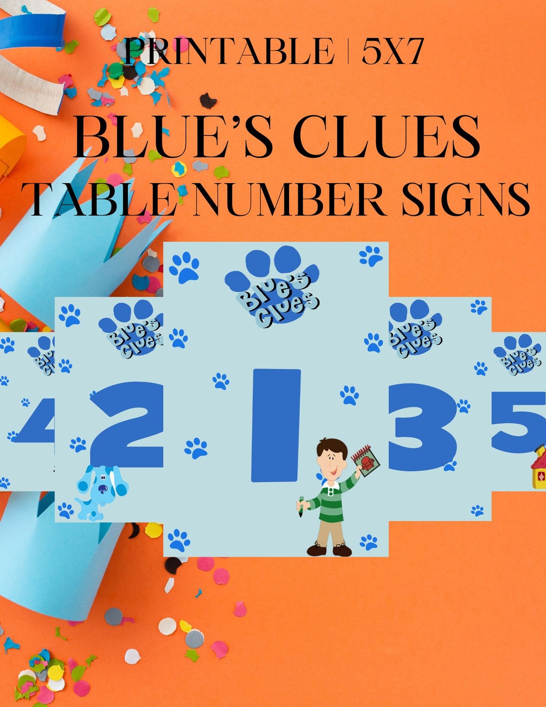 Blue's Clues Baby Shower Table Number Signs, Baby Shower Table ...