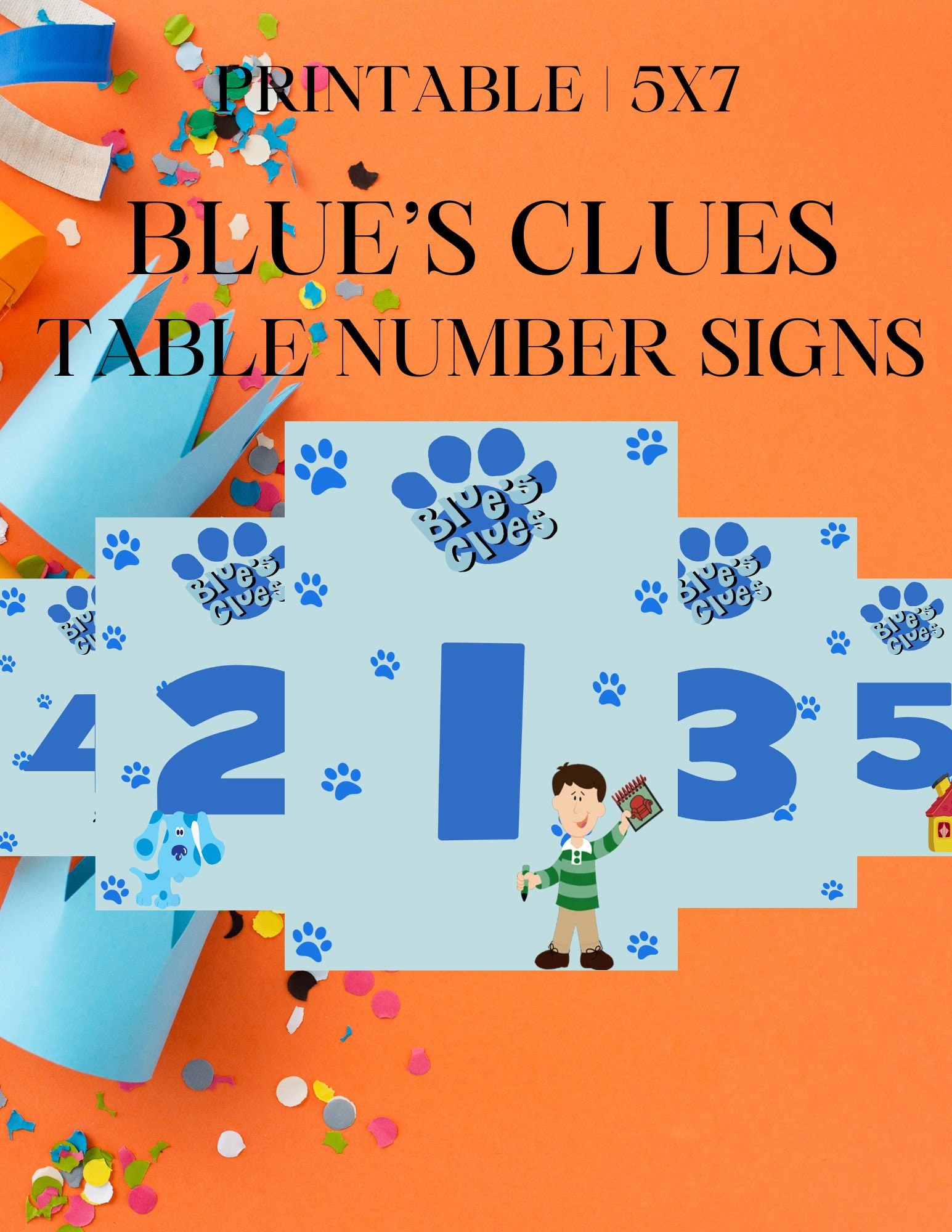 Blue's Clues Baby Shower Table Number Signs, Baby Shower Table ...