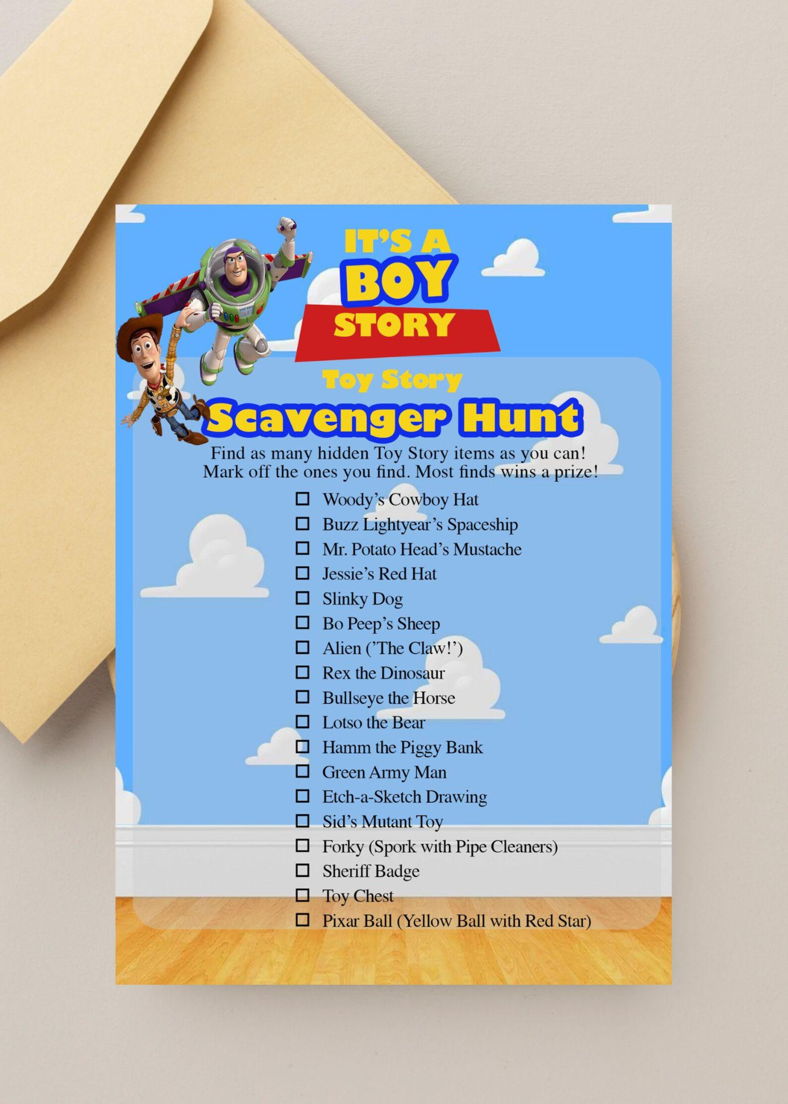 Toy Story Baby Shower - It's A Boy Story - Toy Story Word Scavenger ...