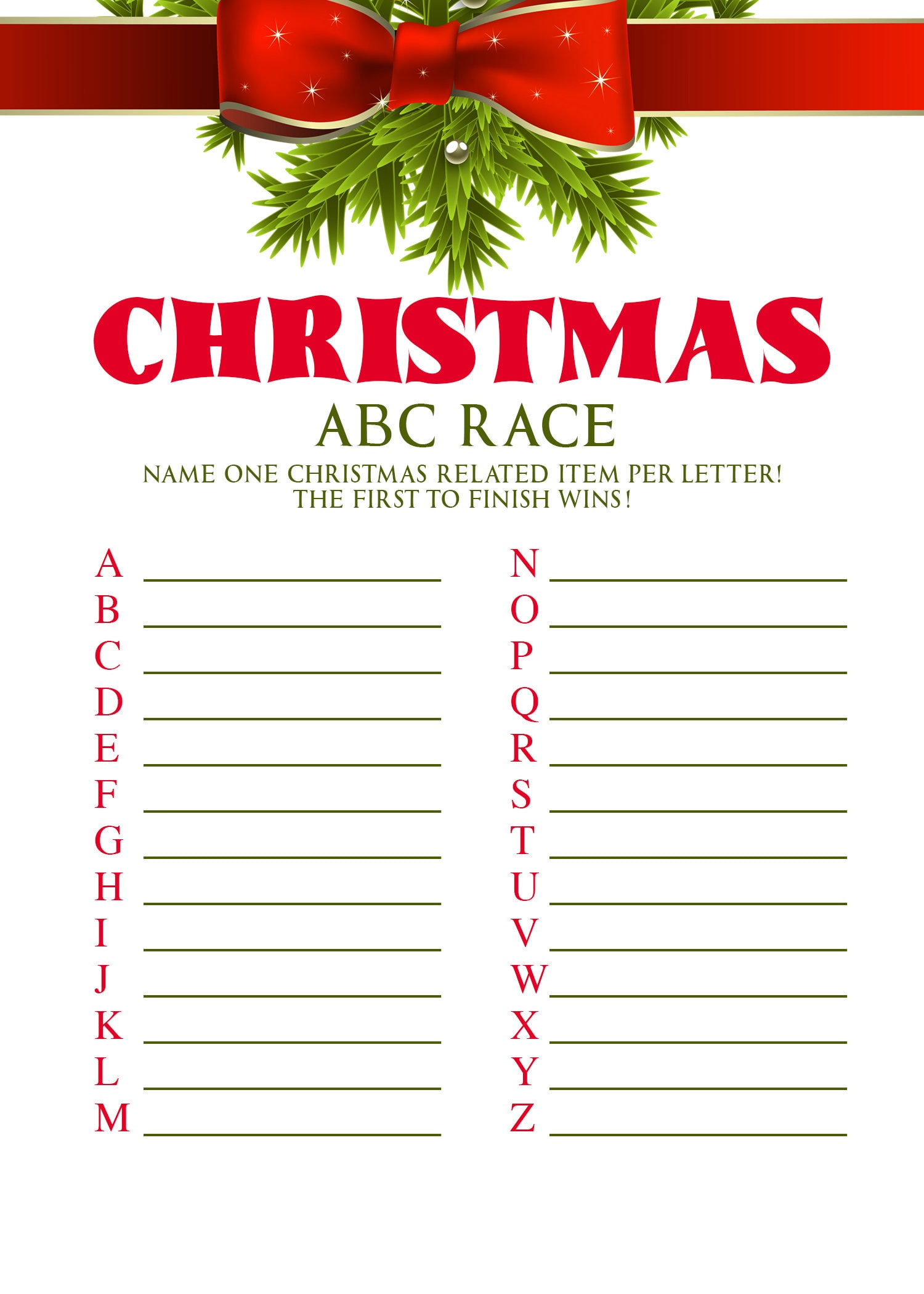 Christmas ABC Race Game - Christmas Party Games - Friendsmas Games ...