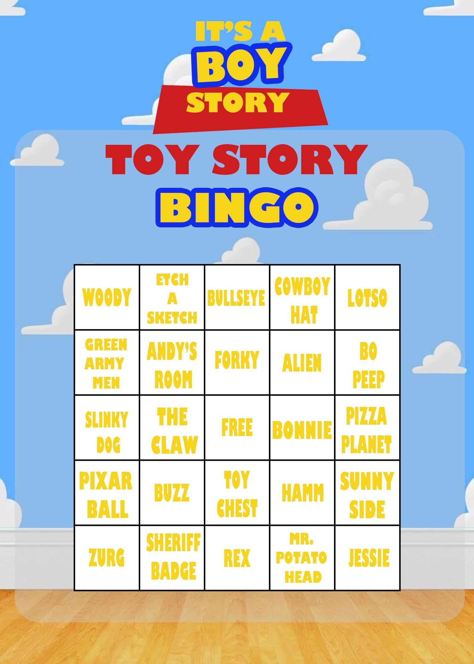 Toy Story Baby Shower - It's A Boy Story - Bingo - Toy Story Bingo Baby ...